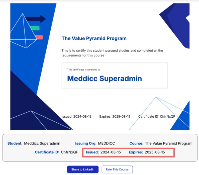 Adding your MEDDICC Certificate to LinkedIn