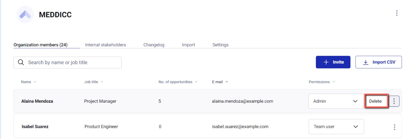 How do I edit or delete an organization member?